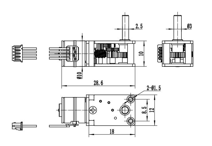 2 Phases Micro Worm Gearbox Stepper Motor 10mm Diameter For Automatic ...