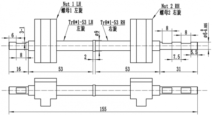 Tr8 Double Head Trapezoidal Lead Screw 8mm Diameter With Double Nuts ...